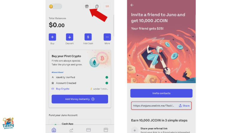 $25 Juno Referral Code: M1R1IE6D +10,000 JCOIN [2025] Tasty Referrals